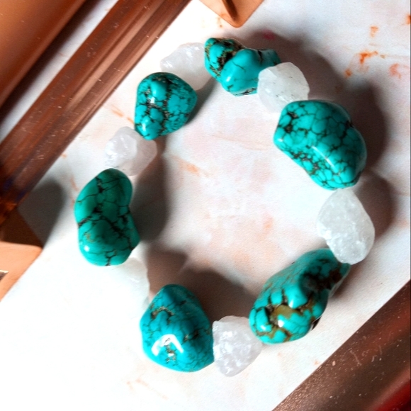 Beads N More | Jewelry | Genuine Turquoise Quartz Bracelet | Poshmark